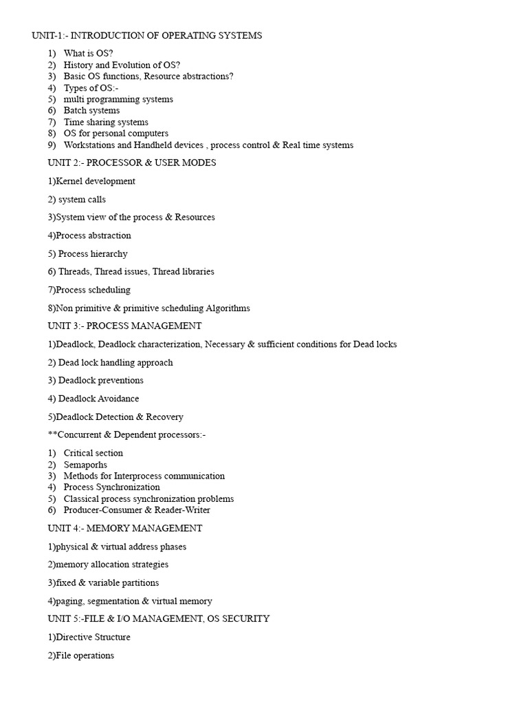 Operating Systems Syllabus | PDF