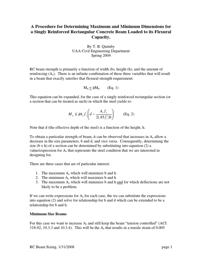 Beam Size Optimization for Concrete Beams | PDF | Beam (Structure ...