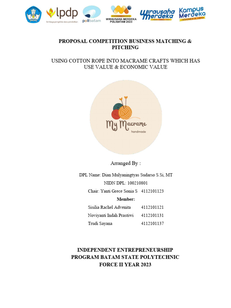 Cotton Rope Macrame Craft Business Proposal | PDF | Market Segmentation | Likert Scale