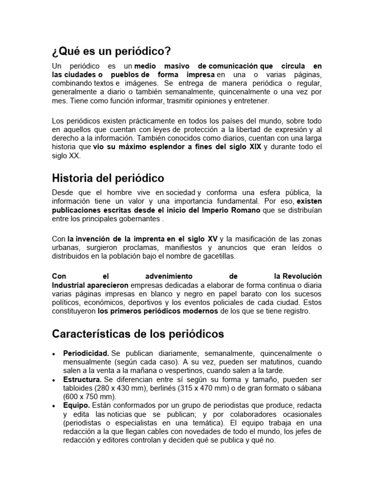 Qué Es Un Periódico | PDF | Periódicos | Publicación
