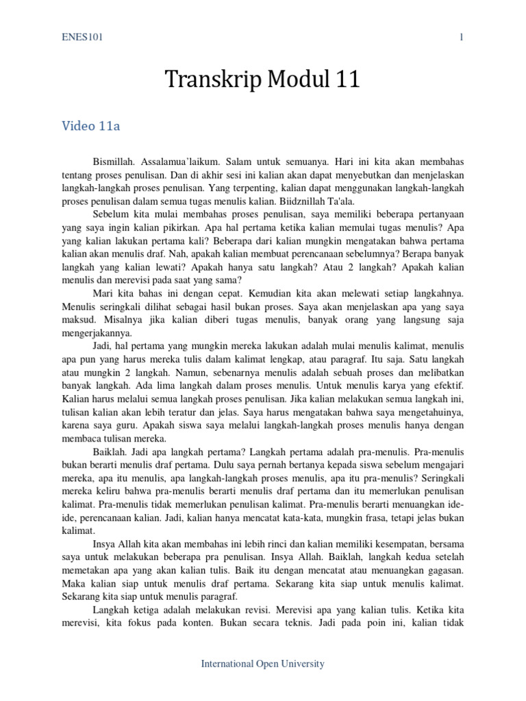 ENES101 Transkrip Modul 11 | PDF | Karier & Perkembangan