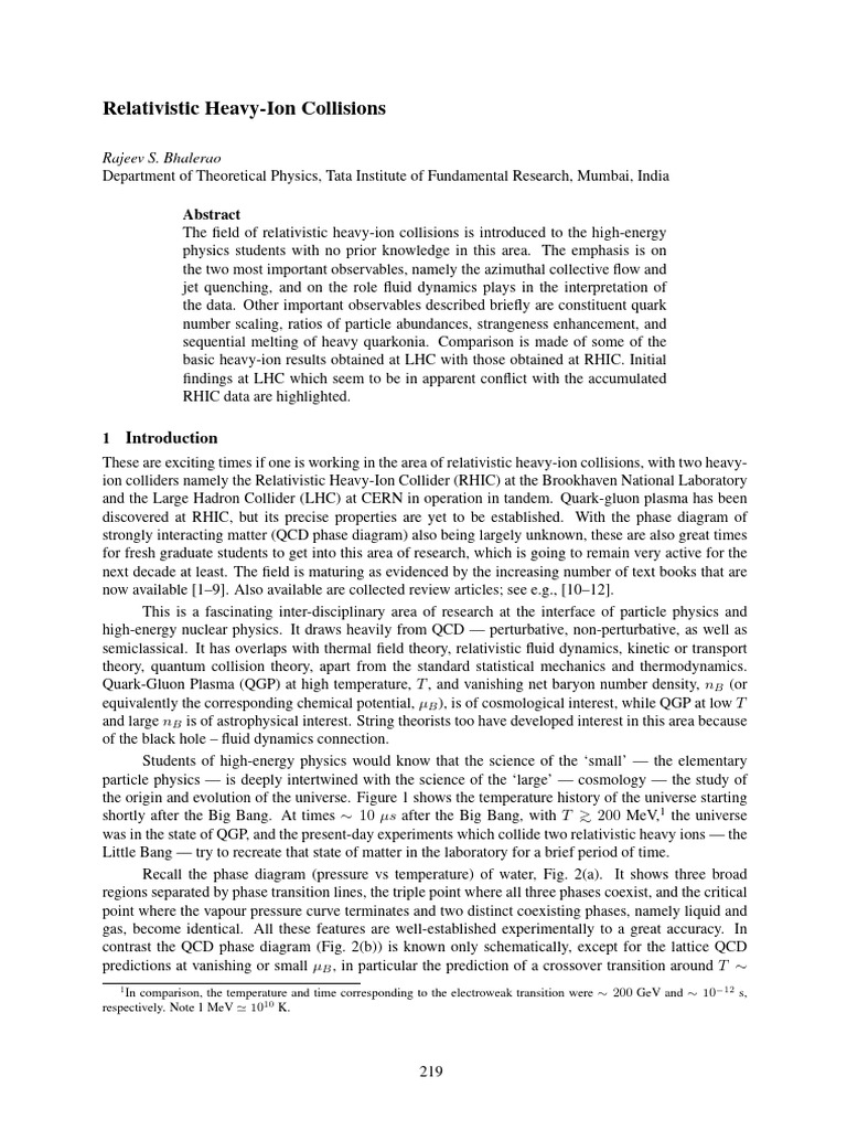 Relativistic Heavy-Ion Collision - Rajeev S. Bahleroa | PDF | Physical ...