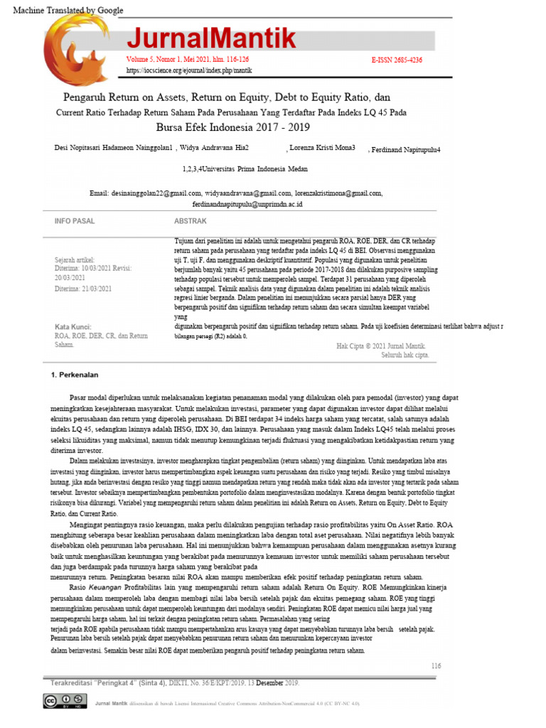 Jurnal Mantik | PDF | Bisnis | Pengelolaan Keuangan & Uang