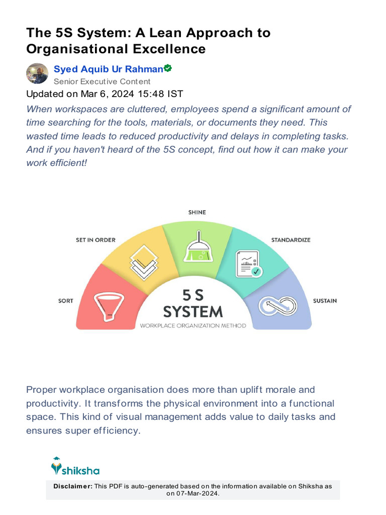 5 S System | PDF | Lean Manufacturing | Business
