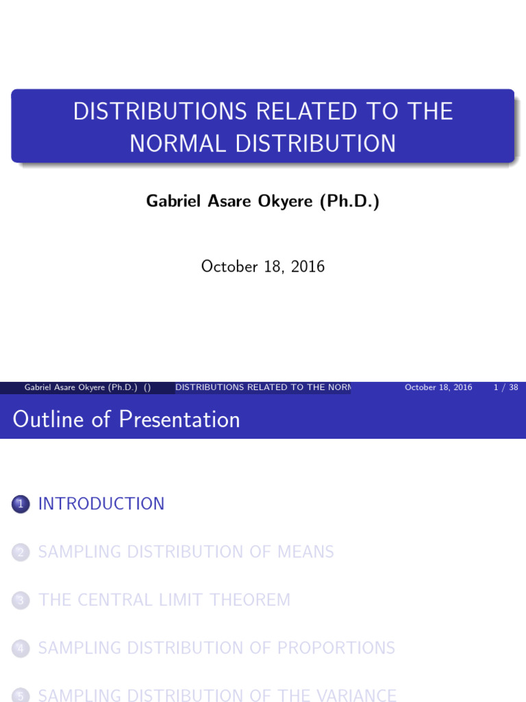 Sampling Distribution | PDF | Normal Distribution | Variance