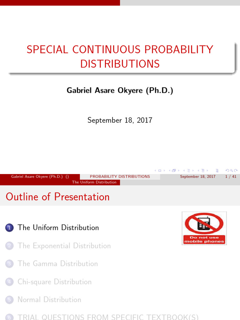 Special Continuous Probability Distributions | Download Free PDF | Probability Distribution ...