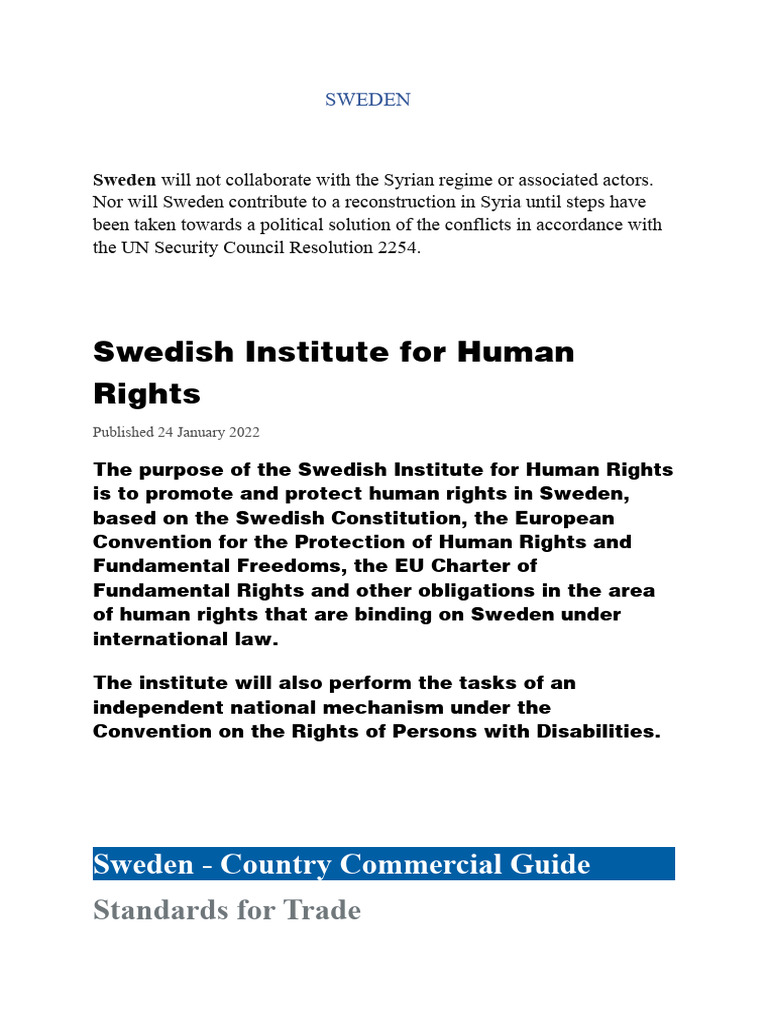 SWEDEN | PDF | Standardization | Standards Organization