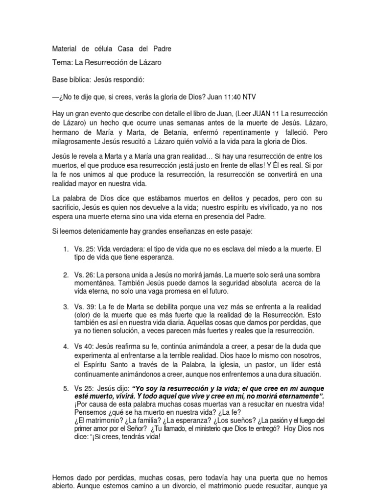 La Resurrección de Lázaro Edit | PDF | Resurrección | Jesús