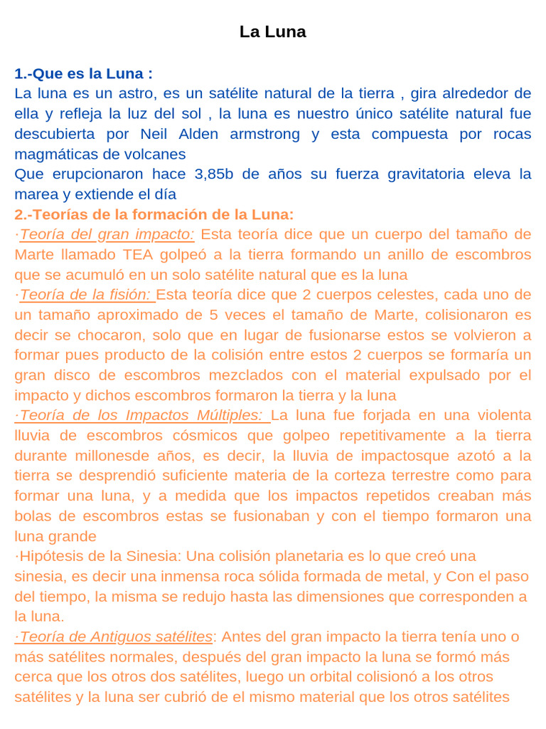 1.-Que Es La Luna | PDF | Luna | Tierra