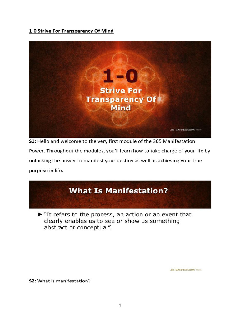 1-0 Strive For Transparency of Mind | PDF | Thought | Meditation