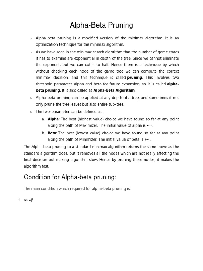 Alpha Beta Pruning 1 Download Free Pdf Theoretical Computer Science Applied Mathematics 