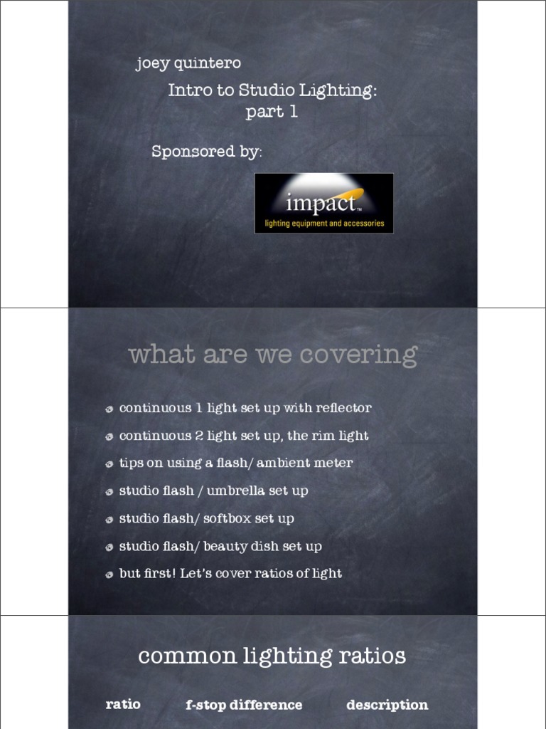 Introduction To Studio Lighting | PDF | Exposure (Photography ...