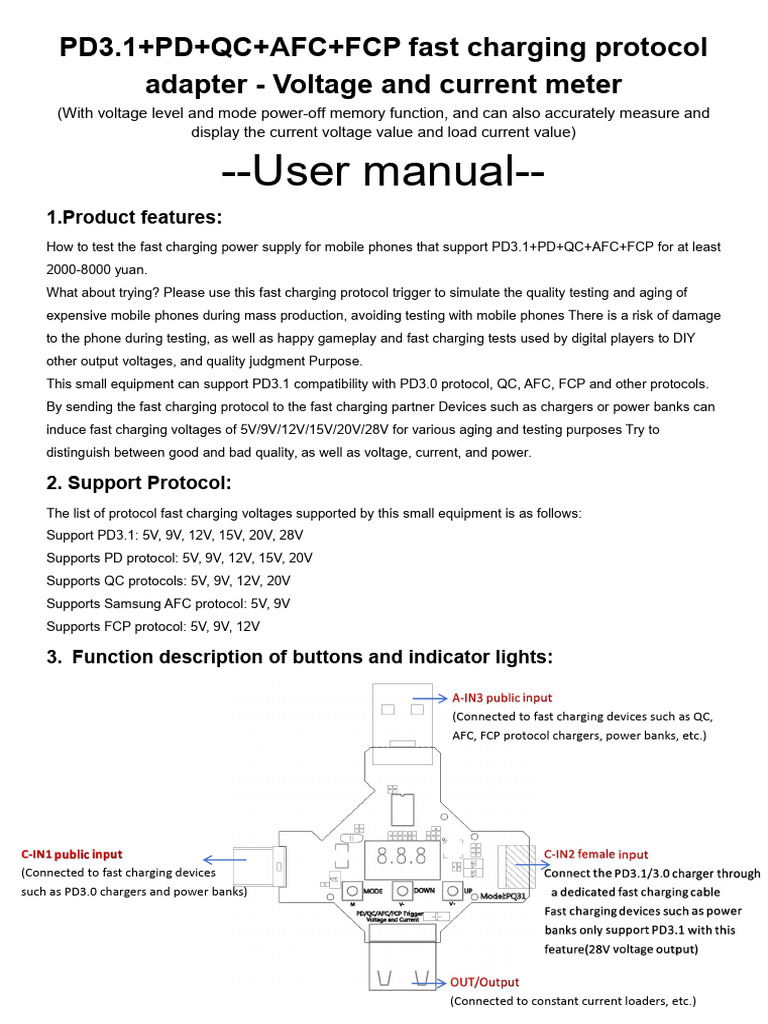 03ATORCH - USB Tester - J7-c - Fast Charging Protocol Adapter | PDF ...