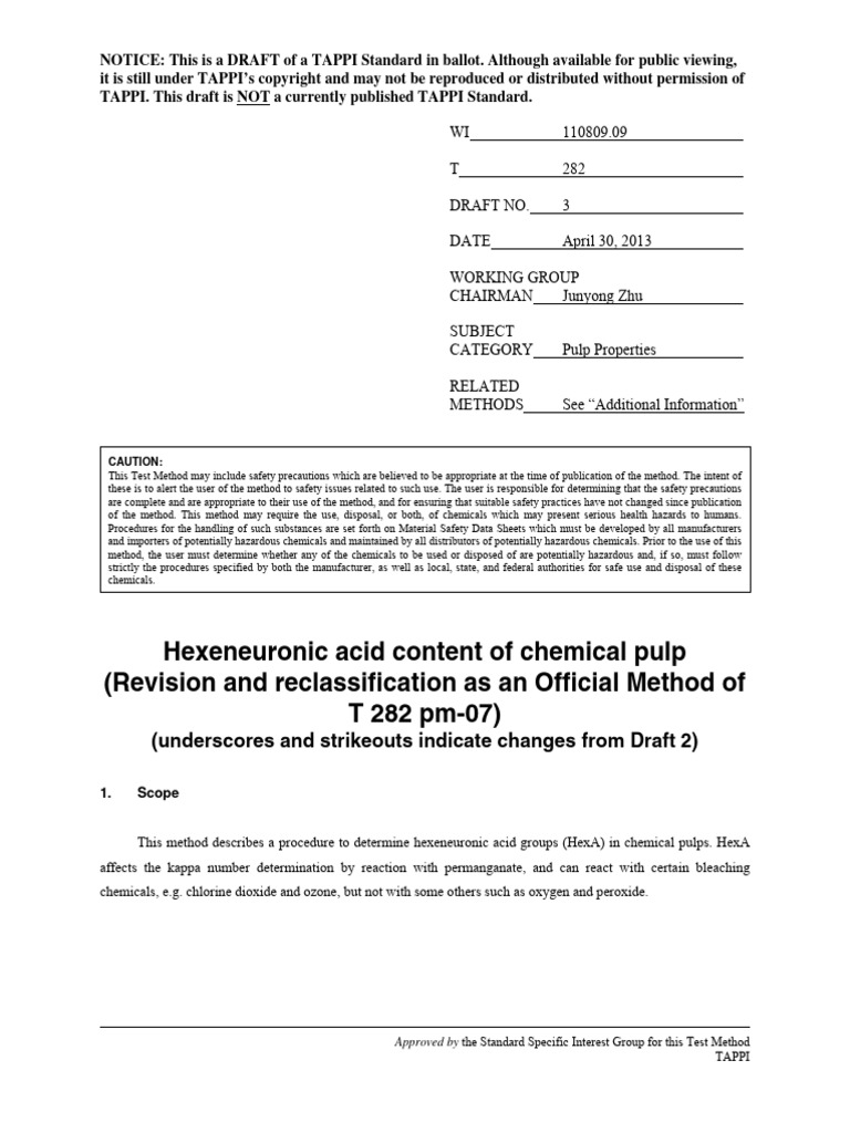TAPPI T282 pm-07 - Hexenuronicos | PDF | Spectrophotometry | Chlorine