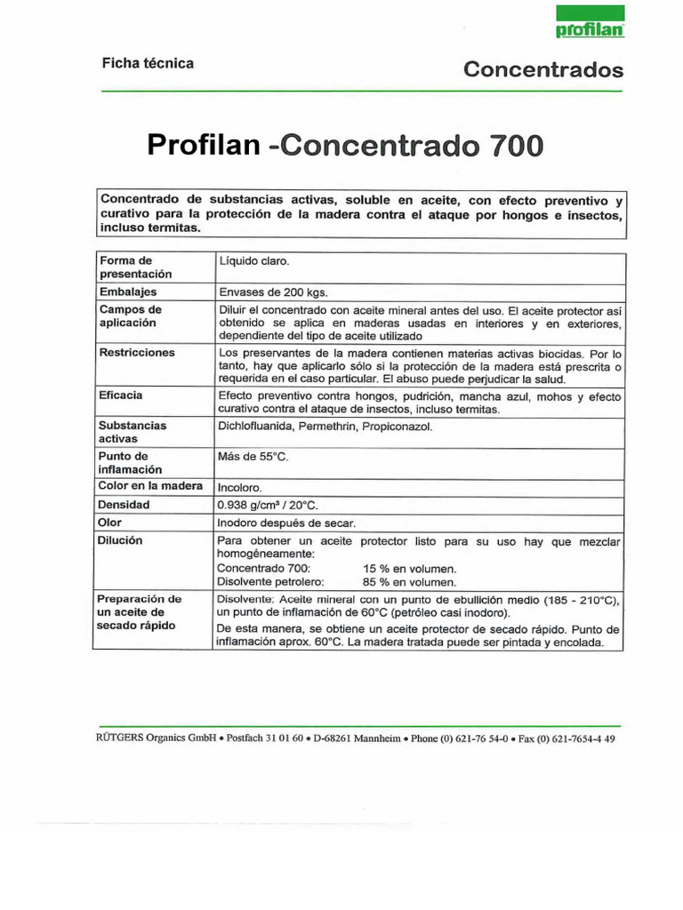PROFILAN Concentrado 700 Español | PDF