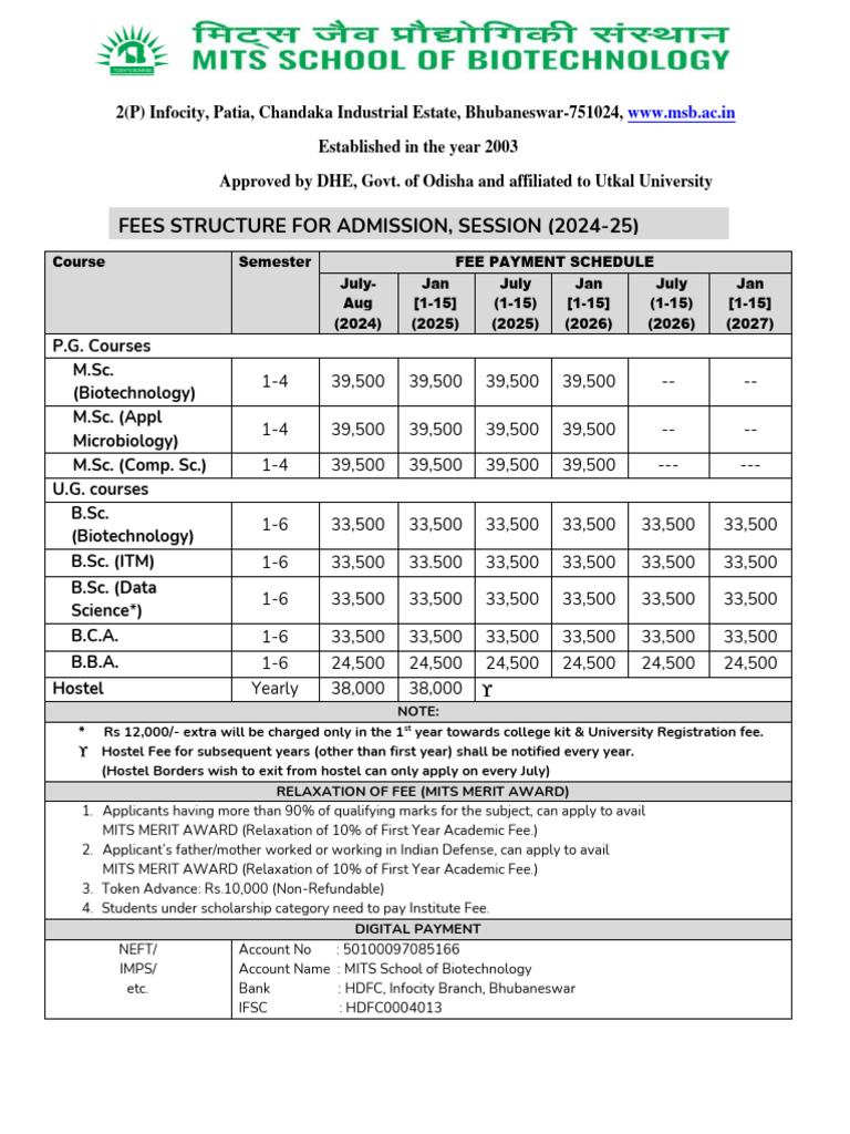 Feestructure 2024 25 | PDF | Services (Economics) | Payments