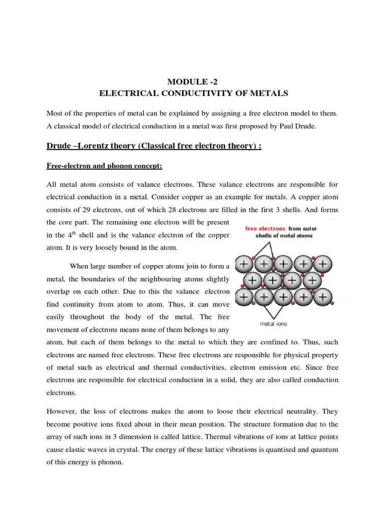 MODULE 2 Electrical Conductivity of Metals - Merged | PDF | Dielectric ...