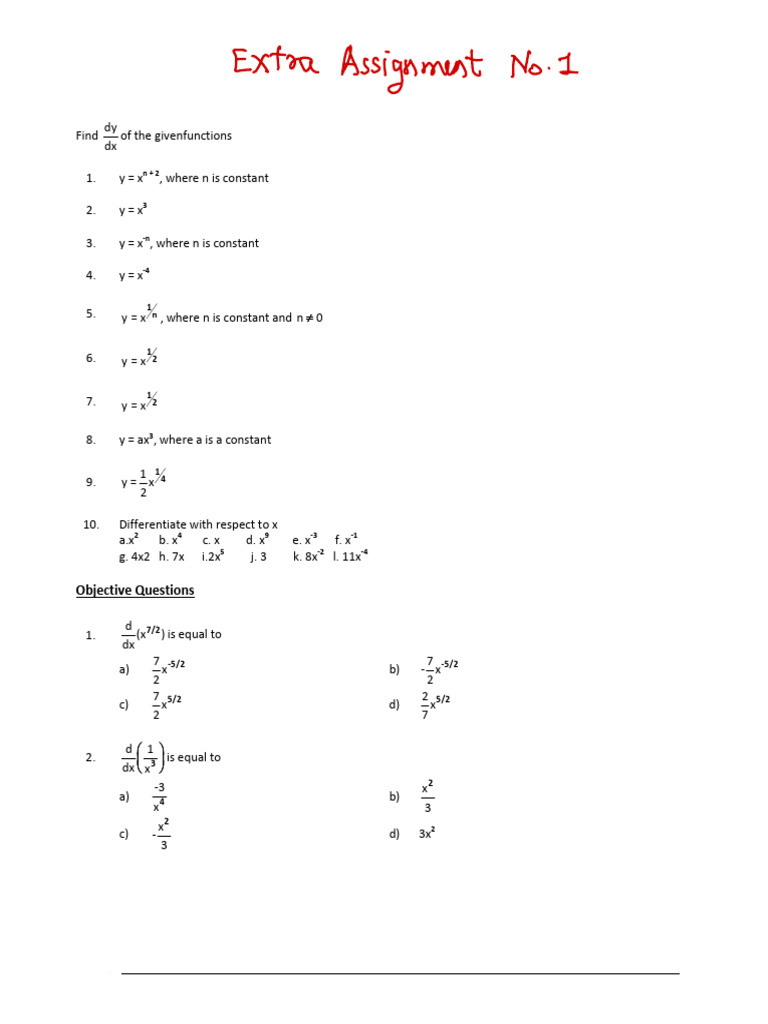 Calculus - Extra Assignment No 1,2,3 | PDF | Physical Phenomena ...