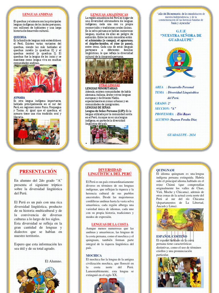 TRIPTICO diversidad linguistica del peru | PDF | Perú | Familias de idiomas