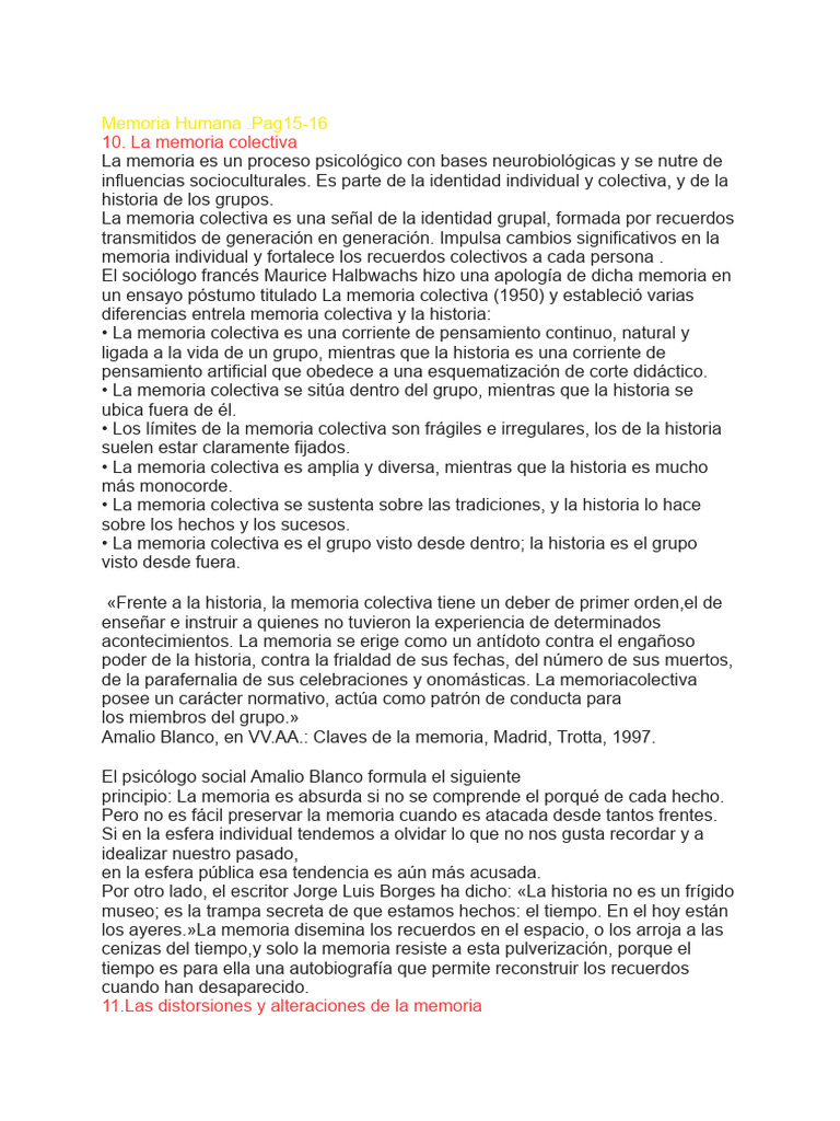 La Memoria y Memoria Humana - 240712 - 202315 | PDF | Memoria | Sicología