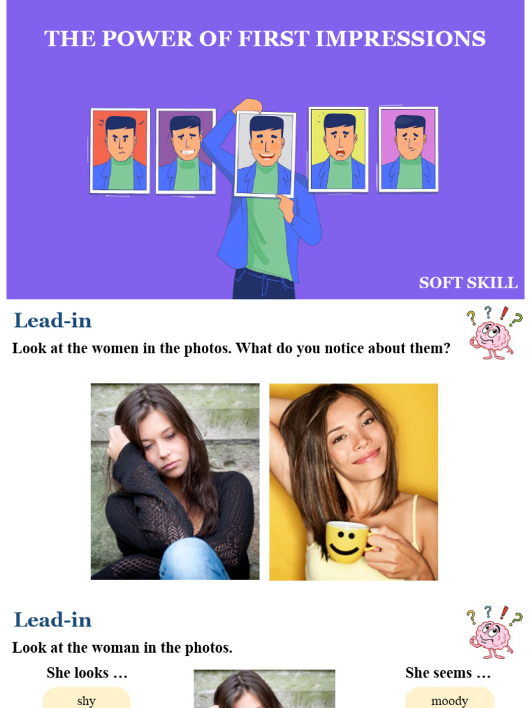 W1+2.The Power of First Impressions | PDF | Body Language | Nonverbal ...
