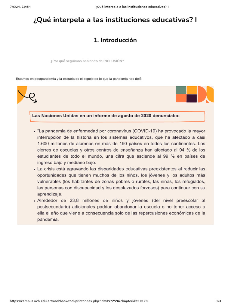 ¿Qué Interpela A Las Instituciones Educativas - I | PDF | Enseñando ...
