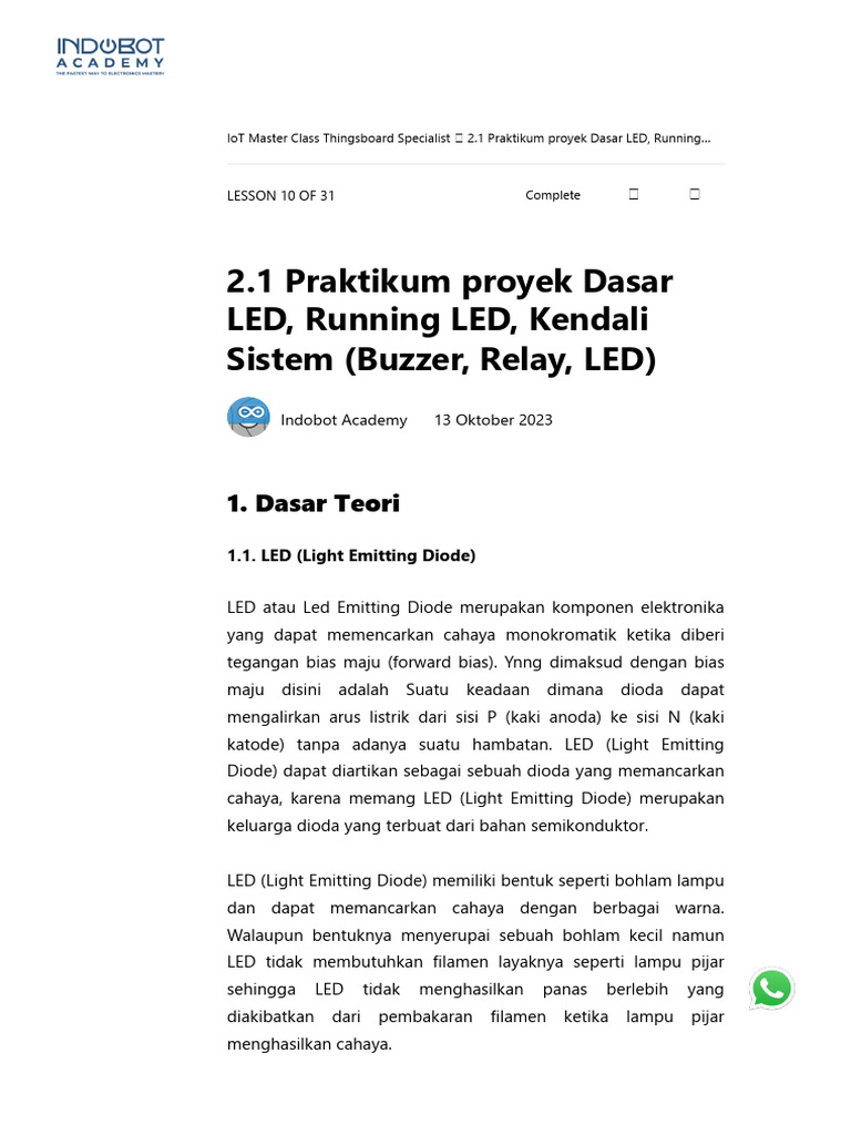 2.1 Praktikum Proyek Dasar LED, Running LED, Kendali Sistem (Buzzer ...