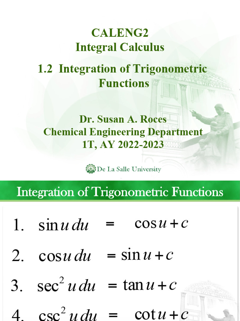 I.2 Integration of Trigonometric Functions | PDF