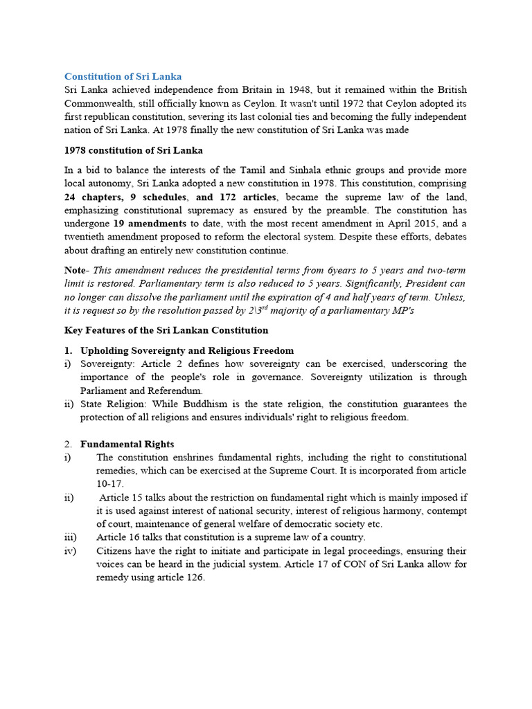 Constitution Of Sri Lanka Download Free Pdf Pardon Legislature