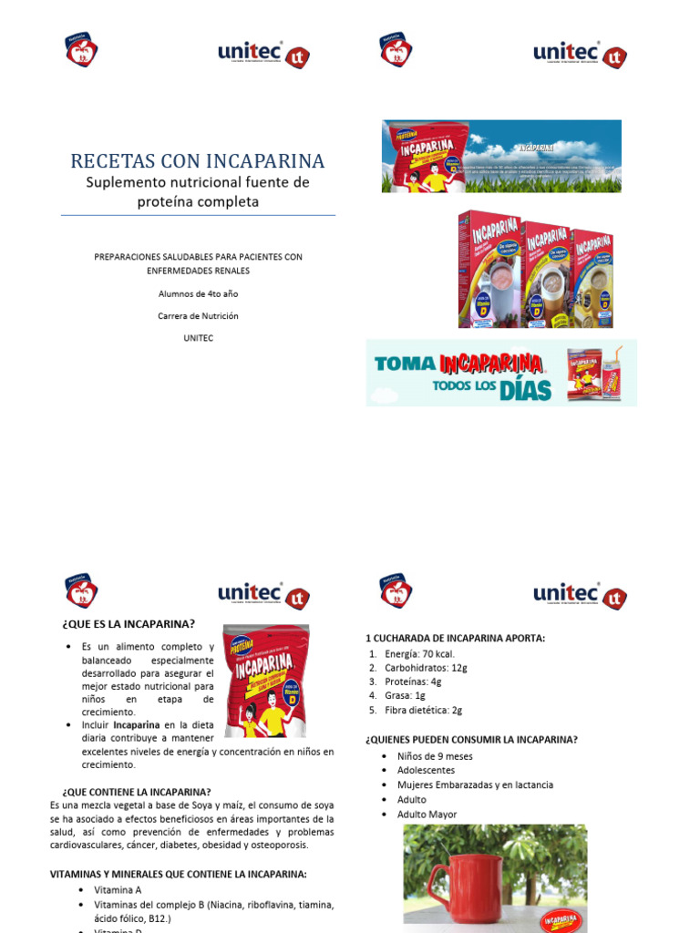 Recetas Con Incaparina | PDF | Nutrición | Dieta y nutrición