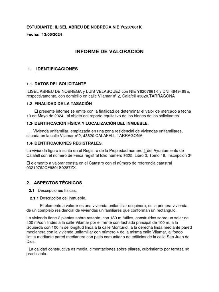 Informe de Valoración Final | PDF | Valoración (Finanzas)