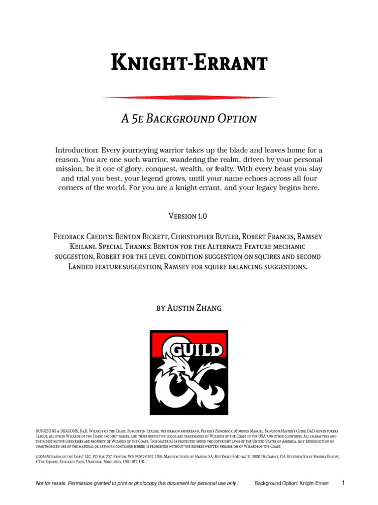Background Option Knight Errant | PDF | Knight Background Option Knight Errant | PDF | Knight