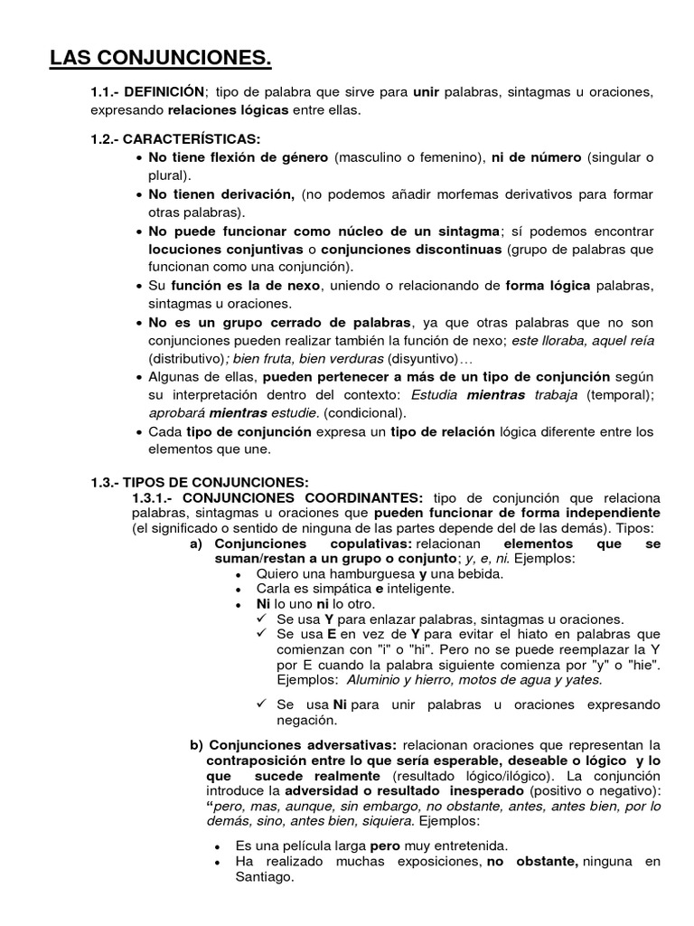 La Conjunción | PDF | Oración (Lingüística) | Lingüística