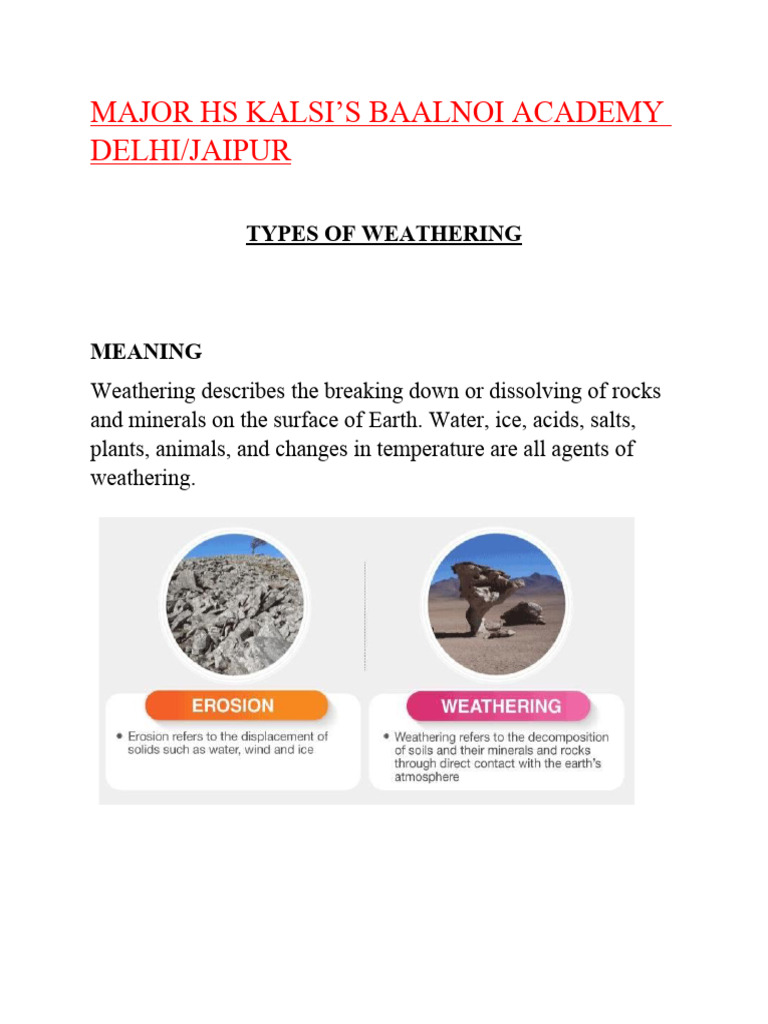 Types of Weathering and Mass Movement | PDF | Landslide | Weathering