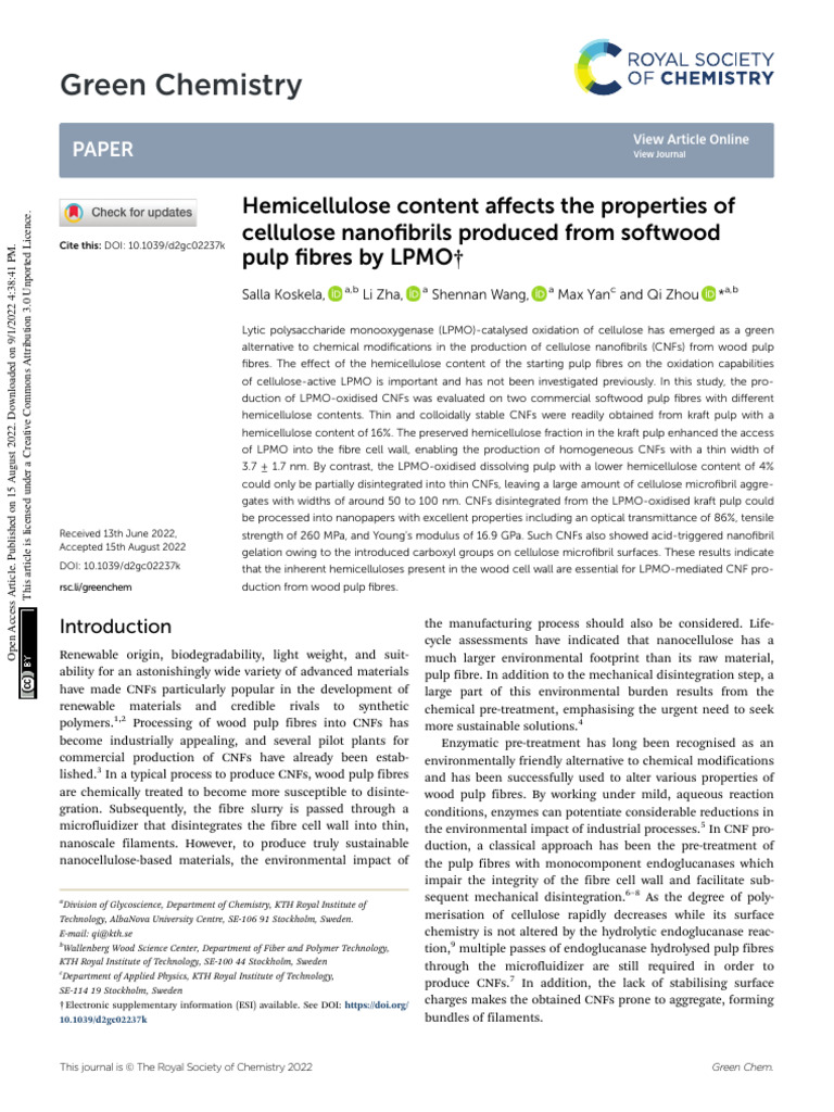 Cellulose of Fibre | PDF | Cellulose | Pulp (Paper)