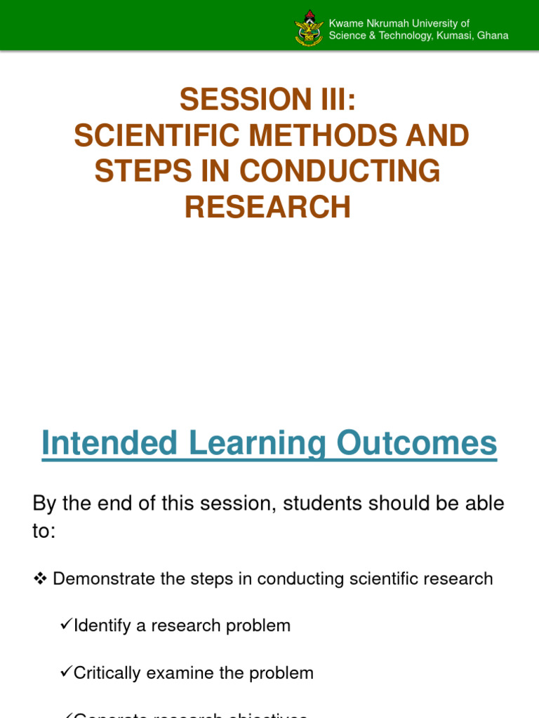 Session Iii: Scientific Methods and Steps in Conducting Research | PDF ...