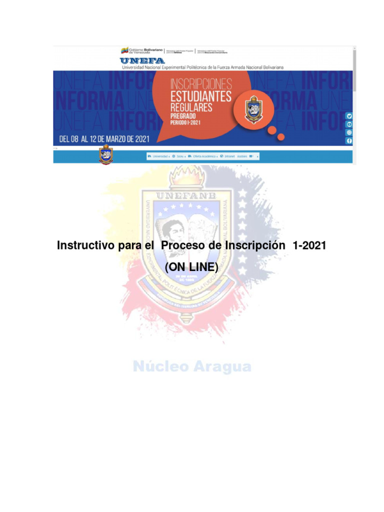Instructivo para el Proceso de Inscripción 1-2021 | Descargar gratis PDF | Titulo academico