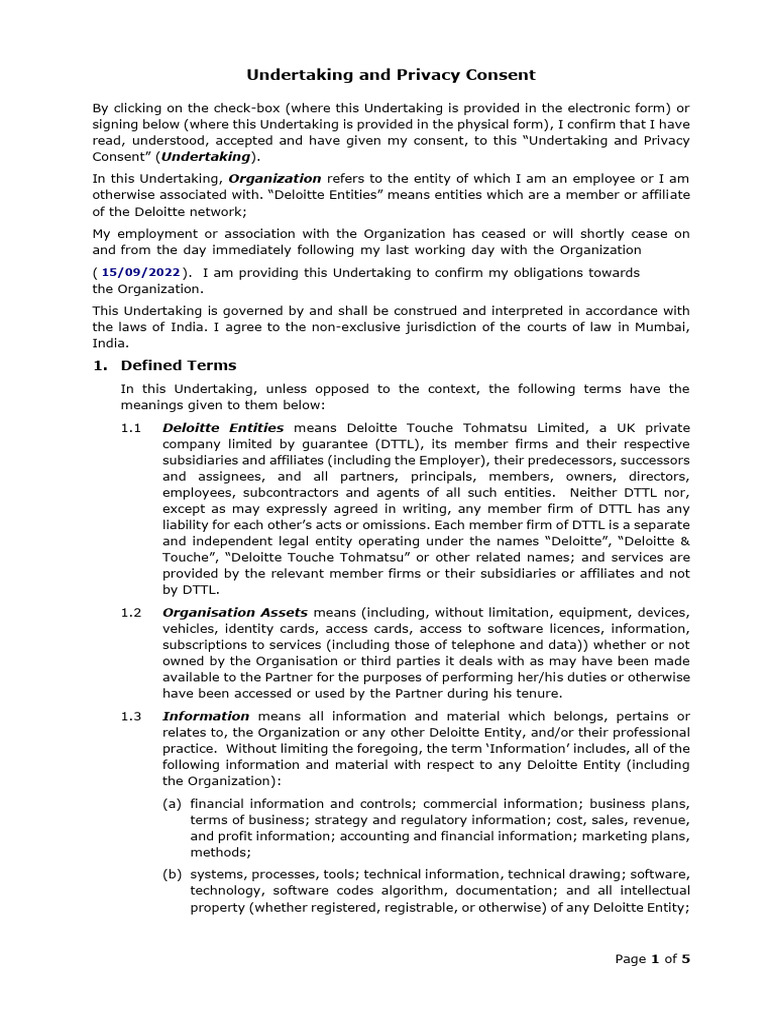 Confidentiality Undertaking Form | PDF | Information | Breach Of Contract