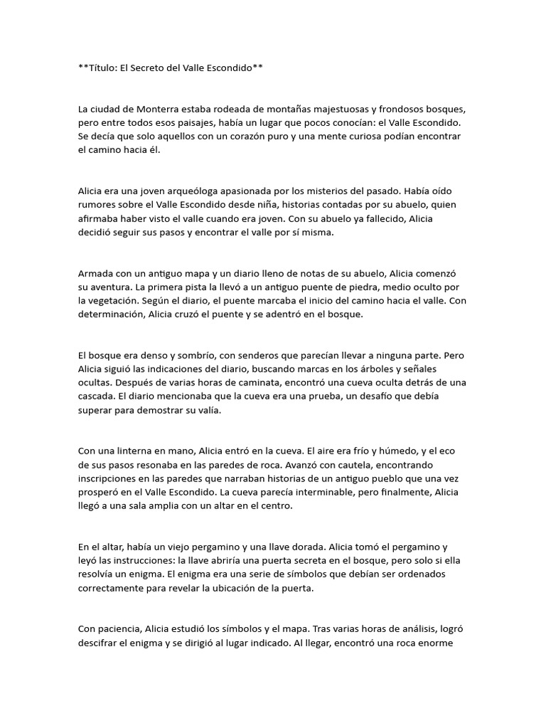 El Secreto del Valle Escondido | PDF