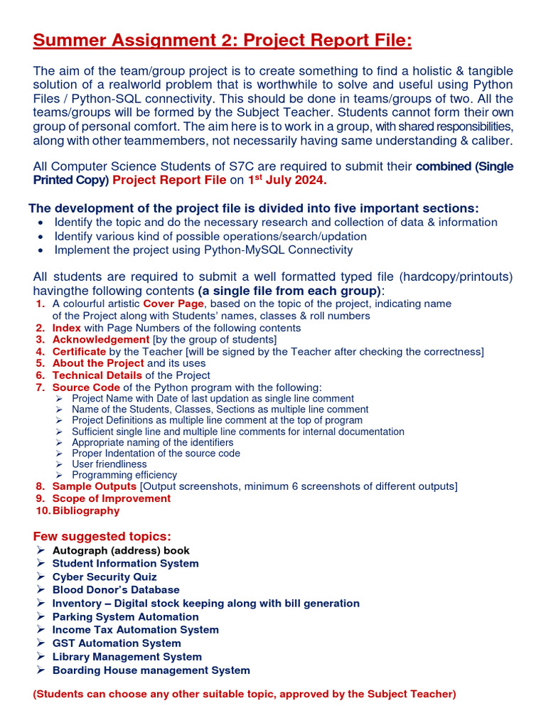 Summer Assignment 2 - Project Report File | PDF | Computer File | Computing Summer Assignment 2 - Project Report File | PDF | Computer File | Computing