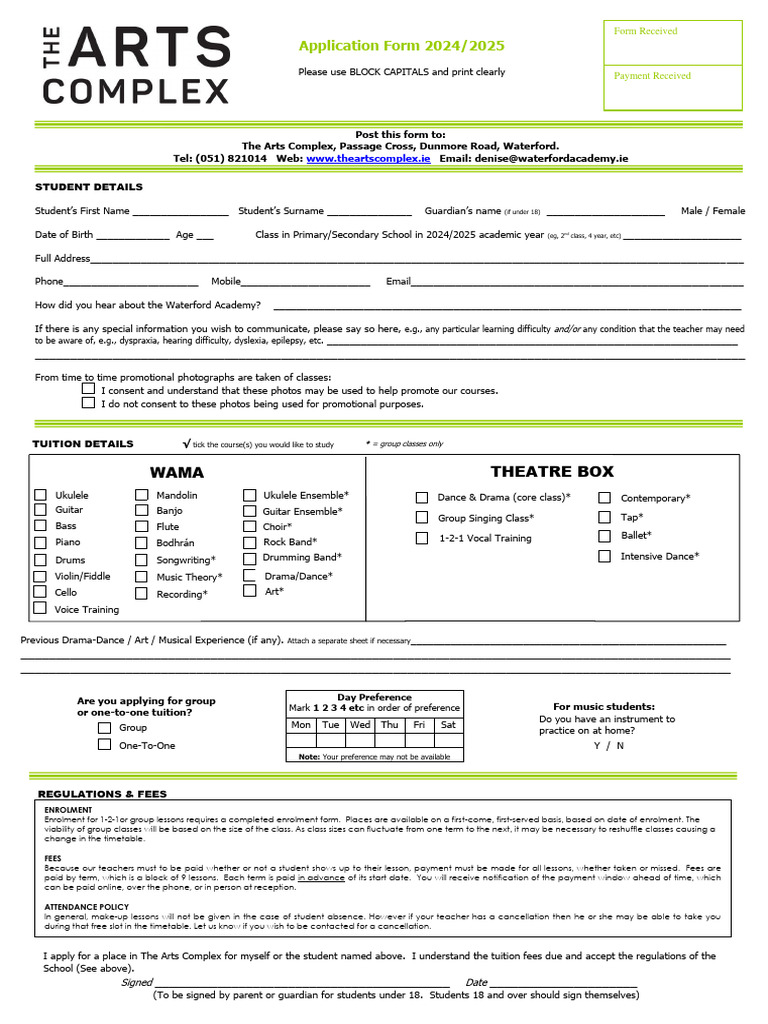 Wama Theatre Box: Application Form 2024/2025 | PDF | Performing Arts ...