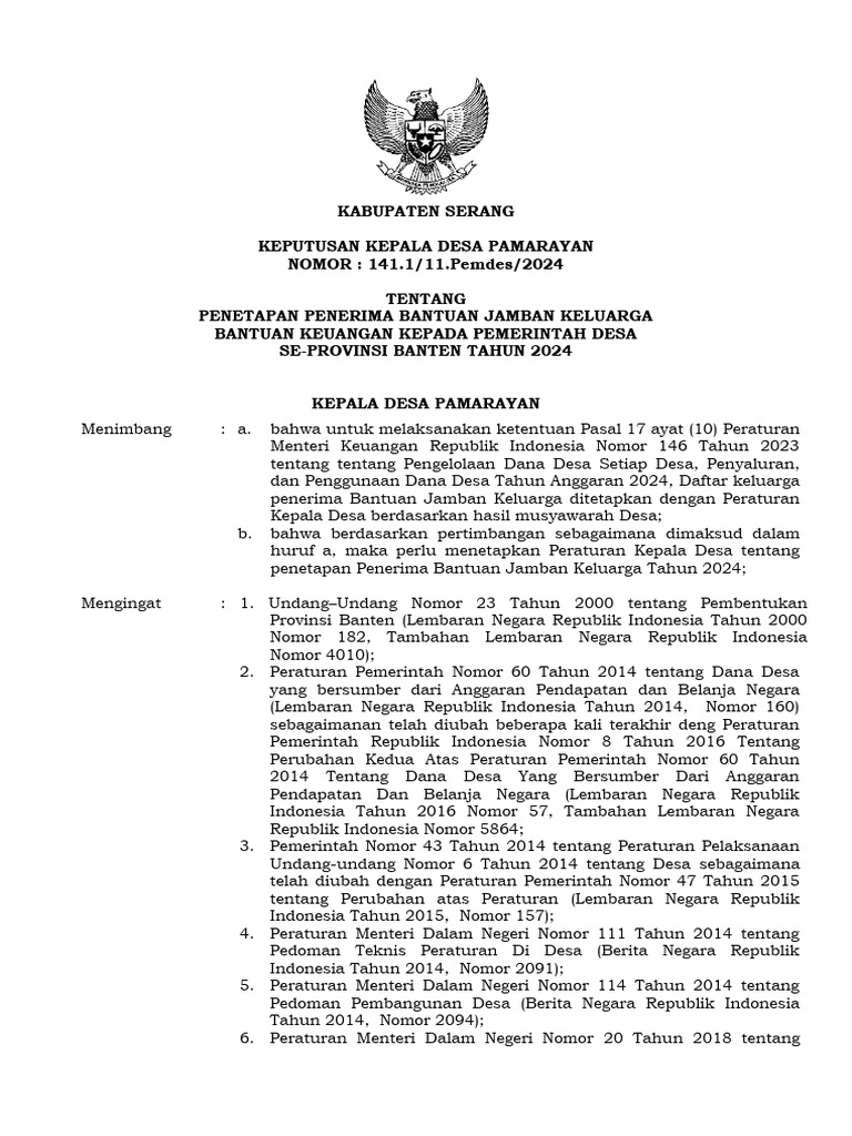 SK Penerima Bantuan Jamban | PDF