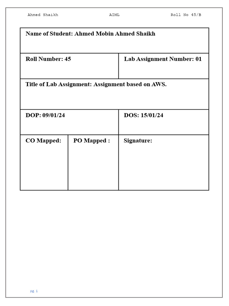 AIML Assignment 1 | PDF | Cloud Computing | Amazon Web Services