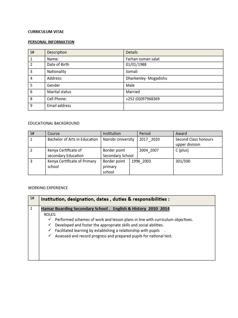 Farhan CV | PDF | Teachers | Curriculum
