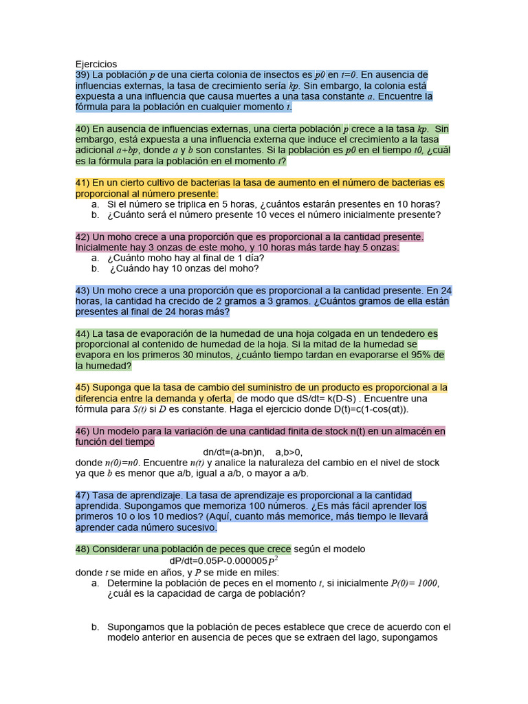 Ejercicios EDO | PDF | Ecuaciones | Influenza