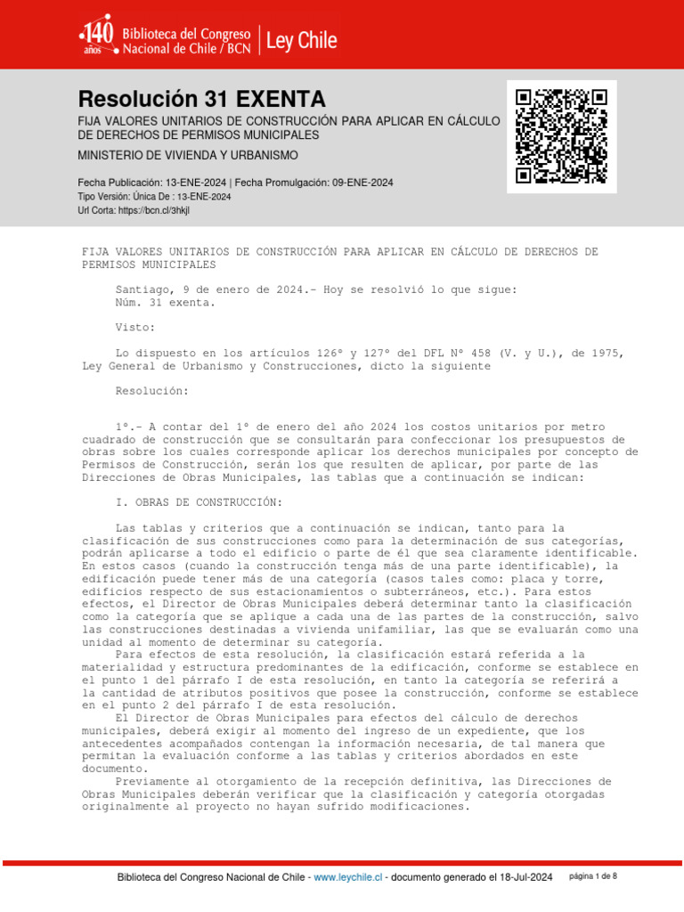 Resolucion 31 EXENTA - 13 ENE 2024 | PDF | Albañilería | Hormigón