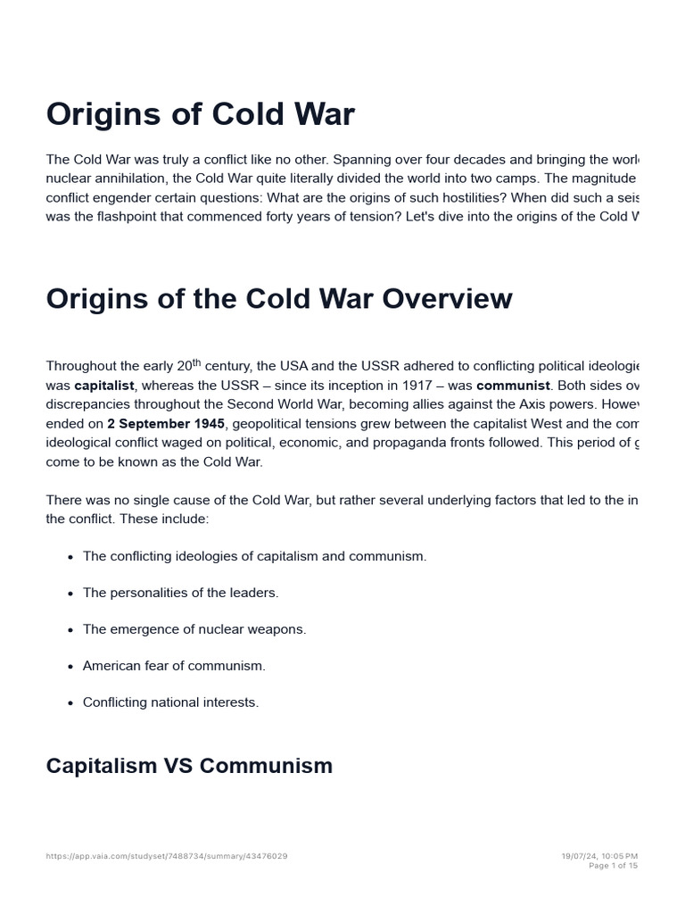 Origins of Cold War | PDF | Cold War | Containment