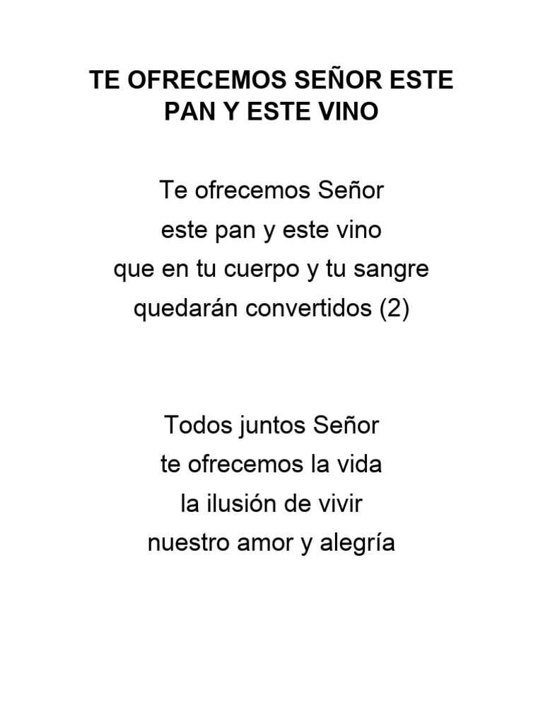 Te Ofrecemos Señor Este Pan y Este Vino | PDF | Cocina, comidas y vino