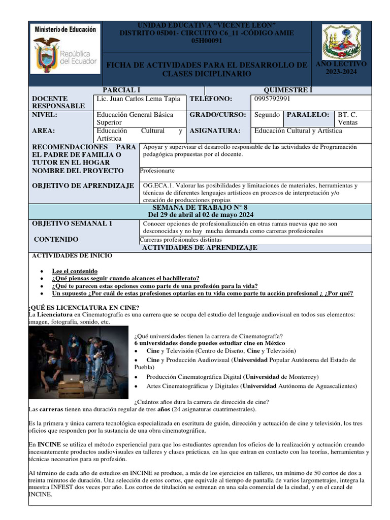 Ficha Ped 2do Inf ECA 3ertrim | PDF | Ingeniería | Iniciativa empresarial