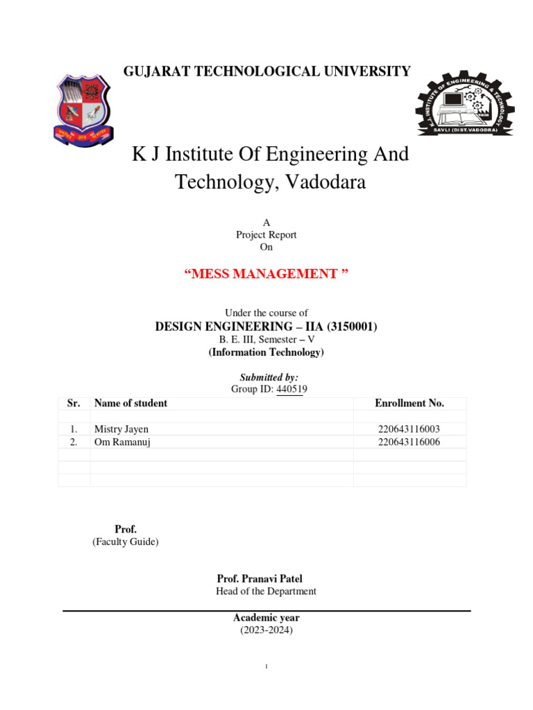 DE Report MESS MANAGEMENT | PDF
